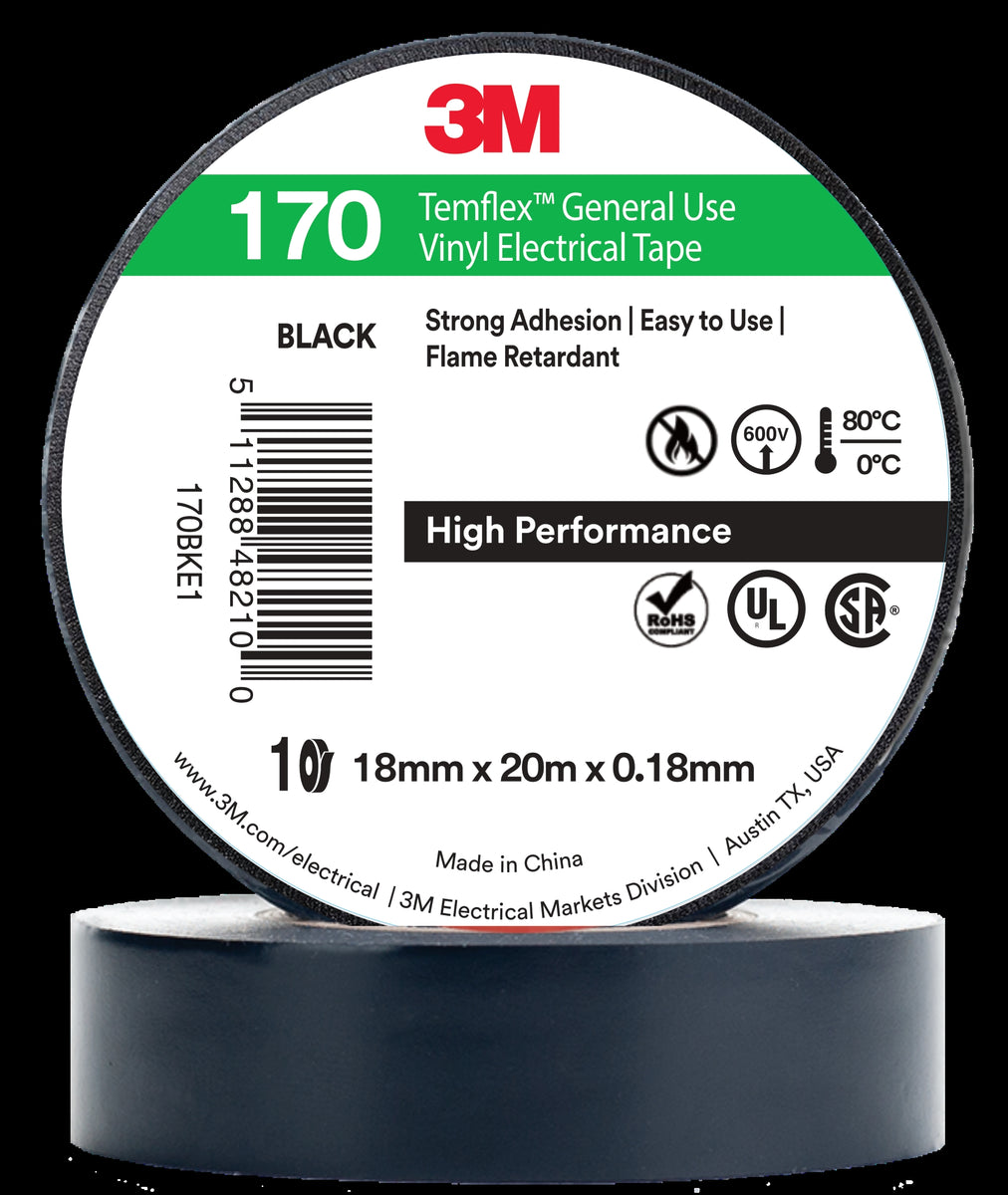 3M TEMFLEX 170 PVC ELECTRICAL TAPE 18MM - 20MTR (10 PACK) – AutoPower